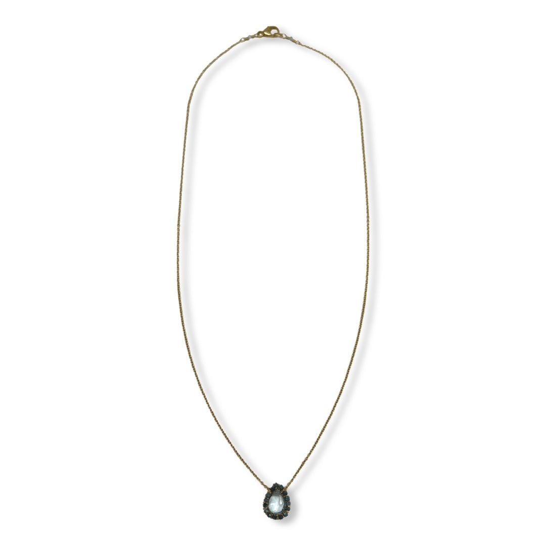 Aquamarine and Blue Diamond Pear Necklace – Underscore Art